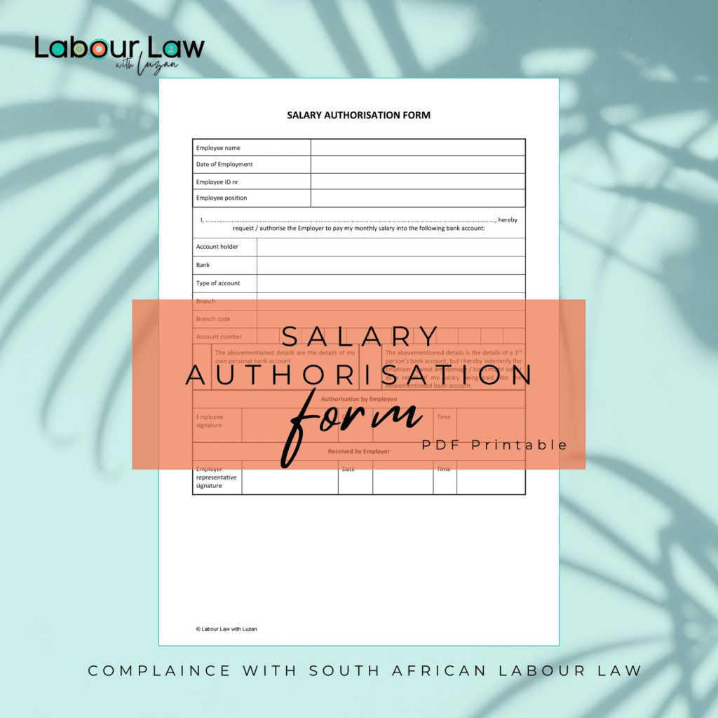 Salary Authorisation Form – Compliant with SA Labour Law - Labour Law ...