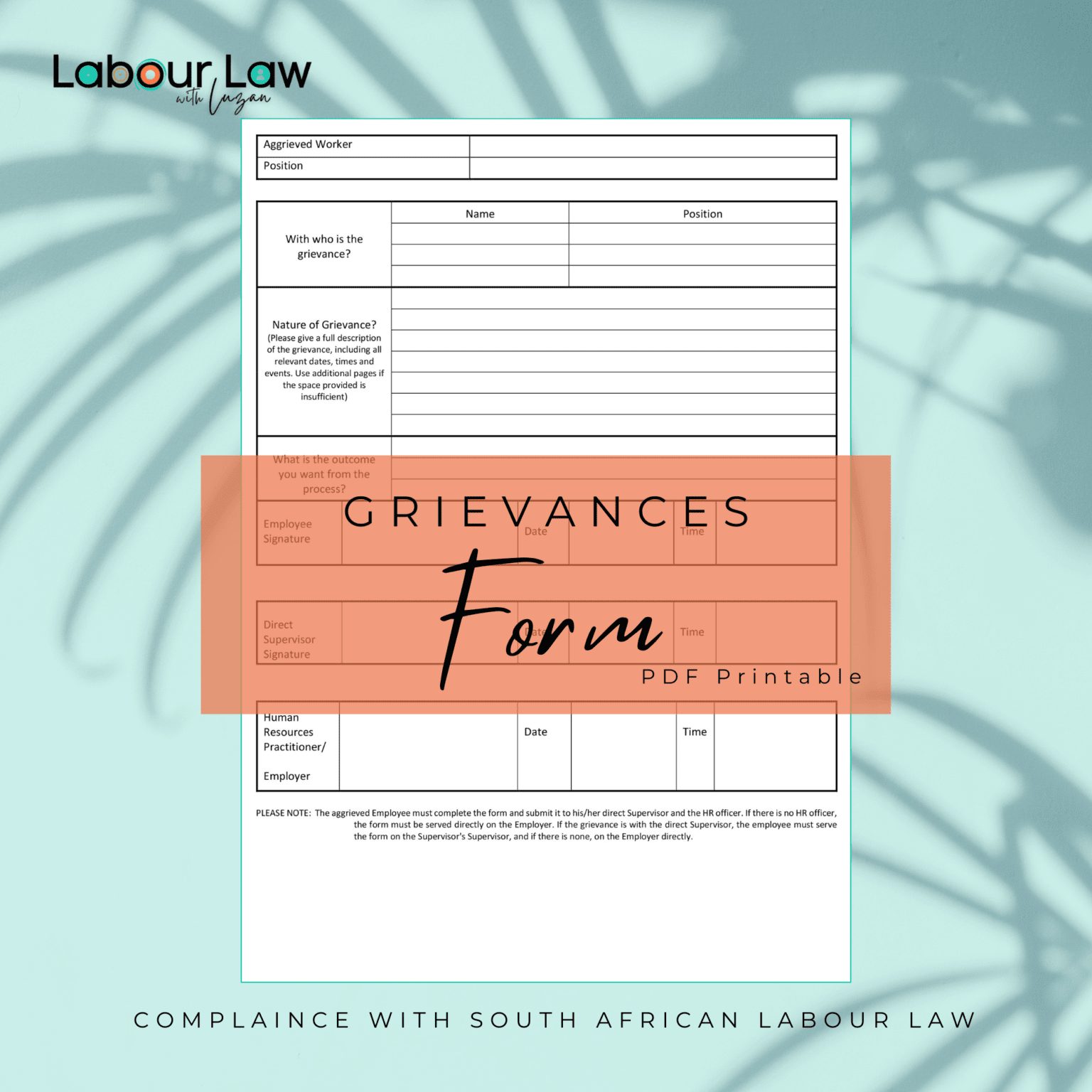 Grievances Form - Labour Law with Luzan